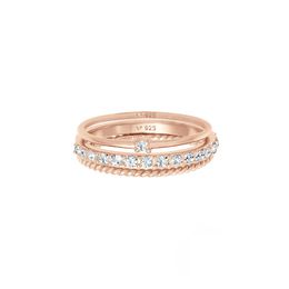 Elli Damen Solit&auml;rring "Set mit Kristallen von SwarovskiSchmuck 925 Silber", 62mm,mit Steinen, Silber 925 (Sterlingsilber), rosa, Silber 925