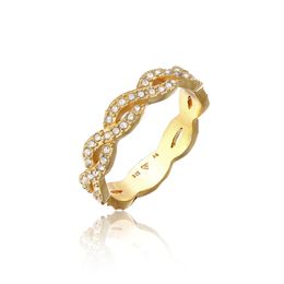 Elli Damen Fingerring "Infinity mit Kristallen von Swarovski 925 Silber", 52mm,mit Steinen, Silber 925 (Sterlingsilber), 4mm, gold, Silber 925