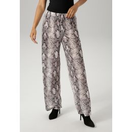 Aniston CASUAL Damen Schlupfhose, braun, Gr. 40, Schlangenoptik, bedruckt, Single Jersey, Obermaterial: 100% Polyester, Hosen, im farbharmonischen