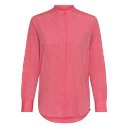 Klassische Bluse BOSS Orange "C_Befelize_21", Damen, Gr. 34, rosa (schwarz pink 653), Web, Obermaterial: 60% Baumwolle, 40% Lyocell, unifarben, regular fit h&uuml;ftbedeckend, Rundhals, verstellbar Manschette, Blusen, Chambray Qualit&auml;t, Stehkragen