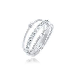 Elli Damen Solit&auml;rring "Set mit Kristallen von SwarovskiSchmuck 925 Silber", 52mm,mit Steinen, Silber 925 (Sterlingsilber), silber, Silber 925