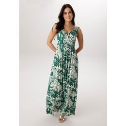 Damen Sommerkleidgr&uuml;n, sanftes wei&szlig;, Gr. 38, Aniston SELECTED, bedruckt, gebl&uuml;mt, gemustert, Single Jersey, Obermaterial: 95% Viskose, 5% Elasthan,