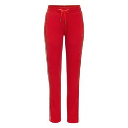 H.I.S. Jogginghose H.I.S, Damen, Gr. L (44/46), N-Gr, rot, Interlock, Obermaterial: 100% Baumwolle, unifarben mit Farbeinsatz, bequem lang, Hosen Jogginghose, mit seitlichem Tapestreifen