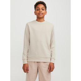 Jack & Jones Jungen Sweatshirt "JJEBRADLEY einfach kombinierbar, pflegeleicht", wei&szlig;, Gr. 152, JACK & JONES JUNIOR, unifarben, angeraute Sweatware, Obermaterial:
