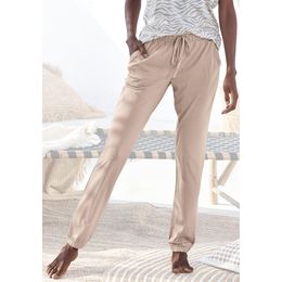 Lascana Damen Pyjamahose, Gr. 36, braun, Single Jersey, Obermaterial: 50% Baumwolle, 50% Viskose, unifarben, Hosen, Uni oder mit tollem Animal-Print