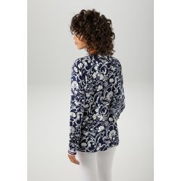 Aniston CASUAL Damen Schlupfblusemarine, wollwei&szlig;, pink, Gr. 50, bedruckt, gebl&uuml;mt, Web, Obermaterial: 100% Viskose, Blusen, mit fantasievollem,