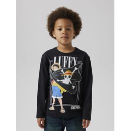 Langarmshirt name it "NKMARK ONEPIECE LS NREG TOP BOX NOOS VDE", Jungen, Gr. 122/128, schwarz (blank), Jersey, Obermaterial: 100% Baumwolle, Basic h&uuml;ftbedeckend, Rundhals, abgesteppte Kante, Shirts Langarmshirt