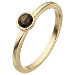 Jobo Damen Goldring "Ring Rauchquarzring", 52, Gelbgold 585braun, Gelbgold 585, Fingerringe, 585 Gold mit Rauchquarz