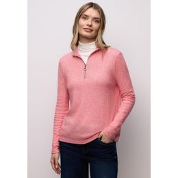 Street One Damen Langarmshirtstriking coral meliert, Gr. 44, meliert, Stoff, 50% Viskose, 25% Nylon, 25% Polyester, Shirts, mit Turtleneck