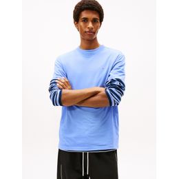 Tommy Jeans Herren T-Shirt "TJM SLIM LINEAR CHEST TEE EXT", blau, Gr. XL, Single Jersey, Obermaterial: 100% Baumwolle, Shirts, Mit Rundhalsausschnitt
