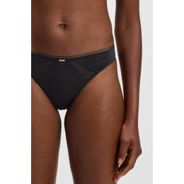 String BOSS "Pure", Damen, Gr. L, schwarz 001, Obermaterial: 75% Polyamid, 25% Elasthan, k&ouml;rpernah, Unterhosen String, k&ouml;rpernahe Form, mit Spitzeneinsatz