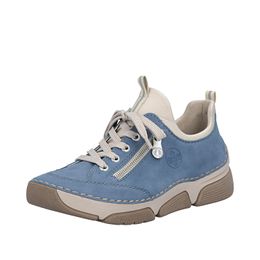 Rieker Damen Slip-On Sneaker, Gr. 39, blau, Nubuklederimitat, Textil, unifarben mit Farbeinsatz, Schuhe, Schlupfschuh, Halbschuh, Freizeitschuh mit