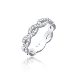 Elli Damen Fingerring "Infinity mit Kristallen von Swarovski 925 Silber", 52mm,mit Steinen, Silber 925 (Sterlingsilber), 4mm, silber, Silber 925