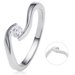ONE ELEMENT Damen Diamantring "0,20 ct Diamant Brillant Spannfassung Ring aus 585 Wei&szlig;gold", 58, 0,2, Diamanten Gold Wei&szlig;gold 585, silber, Diamanten,