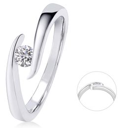 ONE ELEMENT Damen Diamantring "0,15 ct Diamant Brillant Spannfassung Ring aus 585 Wei&szlig;gold", 50, 0,15, Diamanten Gold Wei&szlig;gold 585, silber,
