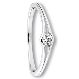 ONE ELEMENT Damen Goldring "Zirkonia Ring aus 333 Wei&szlig;gold", 58,mit Zirkonia, Gold Wei&szlig;gold 333, silber, Gold, Wei&szlig;gold 333, Fingerringe, Feine