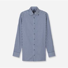 OLYMP Herren Langarmhemd "Luxor", blau, Gr. 45, Web, Obermaterial: 100% Baumwolle, Hemden, Businesshemd, gestreift, modern fit, New Kentkragen