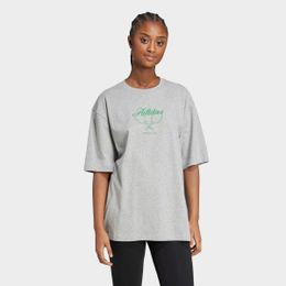 Damen T-Shirt "W INTL SS T", grau, Gr. XS, adidas Sportswear, Obermaterial: 100% Baumwolle, Shirts, Oversize-Passform, kurze &Auml;rmel, aus Baumwolle
