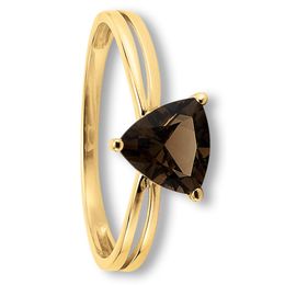 ONE ELEMENT Damen Goldring "Rauchquarz Ring aus 333 Gelbgold", 48, Gelbgold 333 Goldgold, Gelbgold 333, Gold, Fingerringe, Fein gearbeitet &ndash; dezente