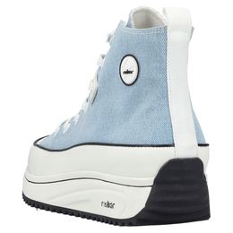Rieker Damen Sneaker, Gr. 37, wei&szlig;, Lederimitat, Textil, Schuhe, Plateau, High Top-Sneaker, Schn&uuml;rschuh in veganer Verarbeitung