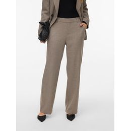 V&eacute;ro Moda VERO MODA Damen Anzughose "VMMAYA BESTIE MW STRAIGHT PANT NOOS", beige, Gr. XS, bedruckt, meliert, Web, Obermaterial: 94% Polyester, 4% Viskose, 2%