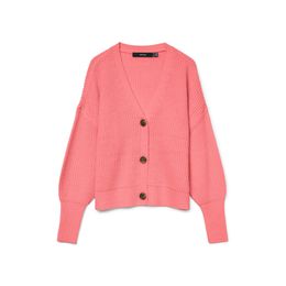 V&eacute;ro Moda VERO MODA Damen Strickjacke "VMLEA LS V-NECK CUFF CARDIGAN NOOS"coral paradise, Gr. M, unifarben, Strick, Obermaterial: 100% Polyacryl, Strickjacken,