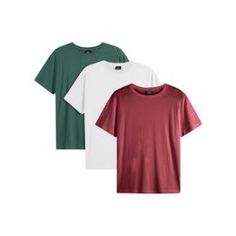 bonprix Damen T-Shirt "T-Shirt (3er Pack)", rot, Gr. 52, Obermaterial: 100% Baumwolle, Shirts, T-Shirt (3er Pack) mit Rundhalsausschnitt