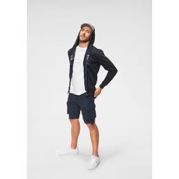 Herren Kapuzensweatjacke "BASIC ZIP HOODY", blau, Gr. XL, Alpha Industries, bedruckt, angeraute Sweatware, Obermaterial: 80% Baumwolle, 20%