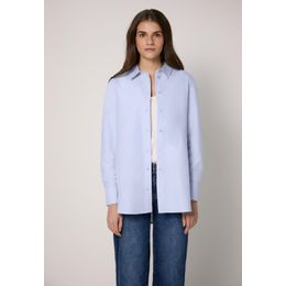 Damen Langarmbluseoriginal blau, Gr. 38, STREET ONE STUDIO, unifarben, Web, 100% Baumwolle, Blusen, aus reiner Baumwolle