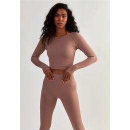 BESHAPED Damen Langarmshirt "Femme Force", rosa, Gr. M, gestreift, 90% Nylon, 10% Elasthan, Shirts, mit langen &Auml;rmeln und gerippter Textur