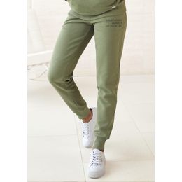 Buffalo Damen Jogginghose, Gr. 36, gr&uuml;n, angeraute Sweatware, Obermaterial: 60% Baumwolle, 40% Polyester, unifarben, Hosen, mit seitlichen