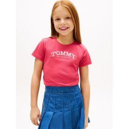 T-Shirt Tommy Hilfiger, M&auml;dchen, Gr. 74, vintage cerise, Single Jersey, Obermaterial: 60% Baumwolle, 40% Polyester, unifarben, regular fit normal, Rundhals, eingesetzt abgesteppte Kante, Shirts T-Shirt, Regular fit, f&uuml;r Kinder bis 16 Jahre