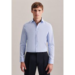 Seidensticker Herren Businesshemd "Shaped", blau, Gr. 45, kariert, 100% Baumwolle, Hemden, Shaped 1/1 Kentkragen Karo