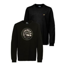 Quiksilver M&auml;dchen Longsleeve "POST IT MININOON LS PACK YTH"schwarz, blac, Gr. 12, Obermaterial: 100% Baumwolle, Shirts