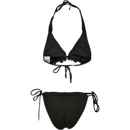 Urban Classics Damen B&uuml;gel-Bikini "Urban Classics Damen Ladies Rib Babylock Triangle Bikini", schwarz, Gr. S, 88% Polyester, 12% Elasthan, Bikini-Sets