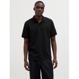 Jack & Jones JACK & JONES Herren Poloshirt "JJEAUSTIN POLO SS NOOS", schwarz, Gr. XS, bestickt, unifarben, Jersey, Obermaterial: 58% Polyester, 40% Baumwolle, 2%