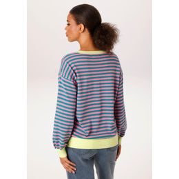 Aniston CASUAL Damen Strickpullover, bunt, Gr. 40, geringelt, gestreift, Feinstrick, Obermaterial: 50% Viskose, 28% Polyester, 22% Polyamid,