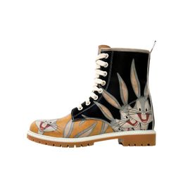 DOGO Damen Schn&uuml;rboots "Long Boots Schn&uuml;rstiefel Double Trouble Damen Stiefeletten", Gr. 38, braun, Lederimitat, Schuhe, Handgefertigt
