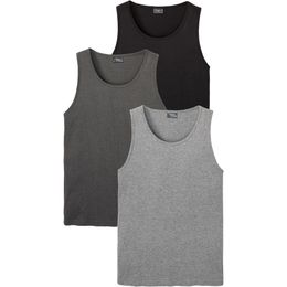 bonprix Damen Tanktop, grau, Gr. 68, Obermaterial: 70% Baumwolle, 30% Viskose, Tops, Tanktop (3er Pack)