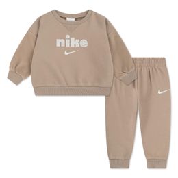 Nike Sportswear M&auml;dchen Jogginganzug "NKN COZY COMFORT CREW SET"hemp, Gr. 86, Obermaterial: 52% Polyester, 48% Baumwolle, Sportanz&uuml;ge, zweiteiliges