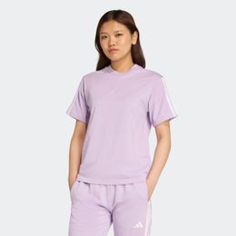 T-Shirt adidas Sportswear "W 3S SJ T B", Damen, Gr. S, powder plum, wei&szlig;, Obermaterial: 100% Baumwolle, normal, Rundhals, Shirts T-Shirt, klassische 3-Streifen an den &Auml;rmeln, ohne Verschluss