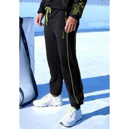 Herren Sporthose, schwarz, Gr. XXL, LE JOGGER PERFORMANCE, bedruckt, kontrastfarbene Details, unifarben mit Farbeinsatz, Sweatware, Obermaterial: 50%