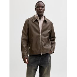 Jack & Jones JACK & JONES Herren Bikerjacke "JJECASABLANCA PU JACKET NOOS", braun, Gr. XS, unifarben, Web, Obermaterial: 100% Polyester, Jacken, mit Fronttaschen