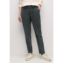 Street One Damen Chinohose, grau, Gr. 38, unifarben, Samt, 98% Baumwolle, 2% Elasthan, Hosen, mit Elastikbund