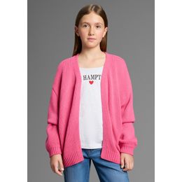 Bruno Banani M&auml;dchen Strickjacke "Cardigan, Strickjacke in offener weiter Form", pink, Gr. 140, unifarben, Grobstrick, Obermaterial: 100% Polyacryl,