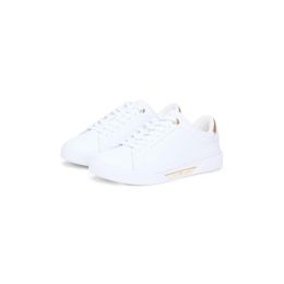 Tommy Hilfiger Damen Plateausneaker "ESSENTIAL CHIC COURT SNEAKER", Gr. 38, wei&szlig;, Leder, Schuhe, Freizeitschuh, Halbschuh, Schn&uuml;rschuh,