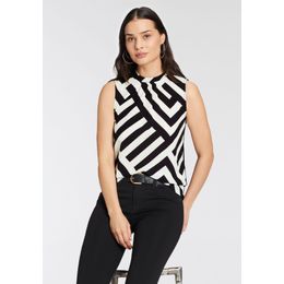 Laura Scott Damen Blusentop, schwarz-wei&szlig;, Gr. 36, gemustert, Obermaterial: 97% Polyester, 3% Elasthan. R&uuml;ckenteil: 95% Viskose, 5% Elasthan, Blusen,