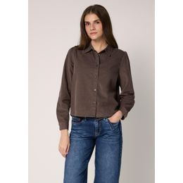 Damen Langarmbluse, braun, Gr. 46, STREET ONE STUDIO, unifarben, Web, 100% Baumwolle, Blusen, aus reiner Baumwolle