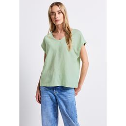 Street One Damen Shirtbluse, gr&uuml;n, Gr. 36, unifarben, Web, 60% Leinen, 40% Baumwolle, Blusen, aus elastischem Materialmix