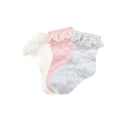 H.I.S. H.I.S M&auml;dchen Socken "Babysocken Ajour", Gr. 10, rosa, Baumwollmischung, Socken, mit feinem Ajour Strickmuster und kleiner R&uuml;sche